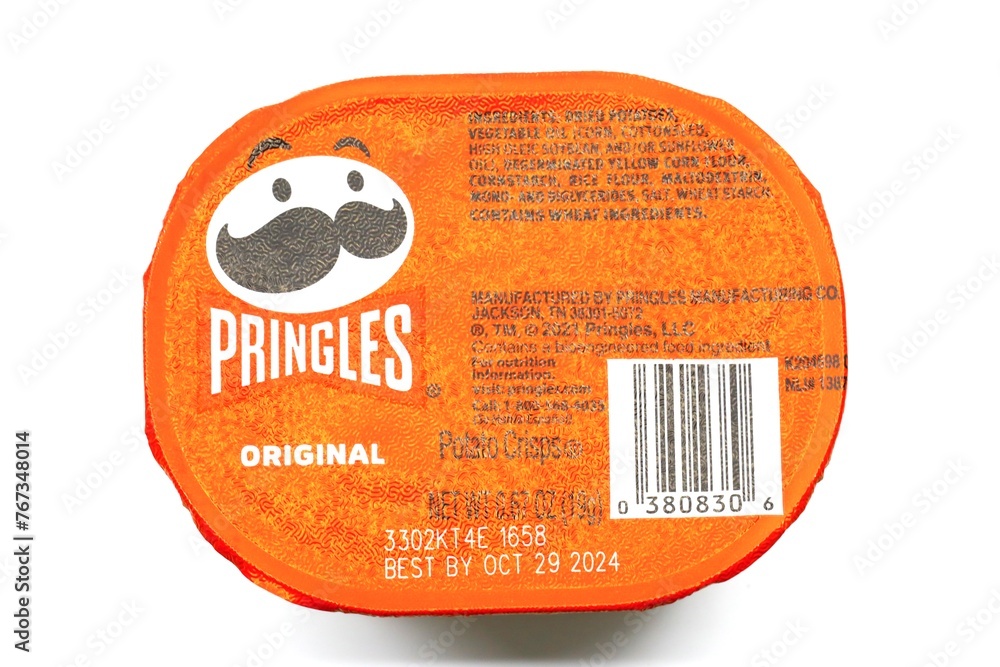 Pringles potato chips package. Small serving size package. Las Vegas ...