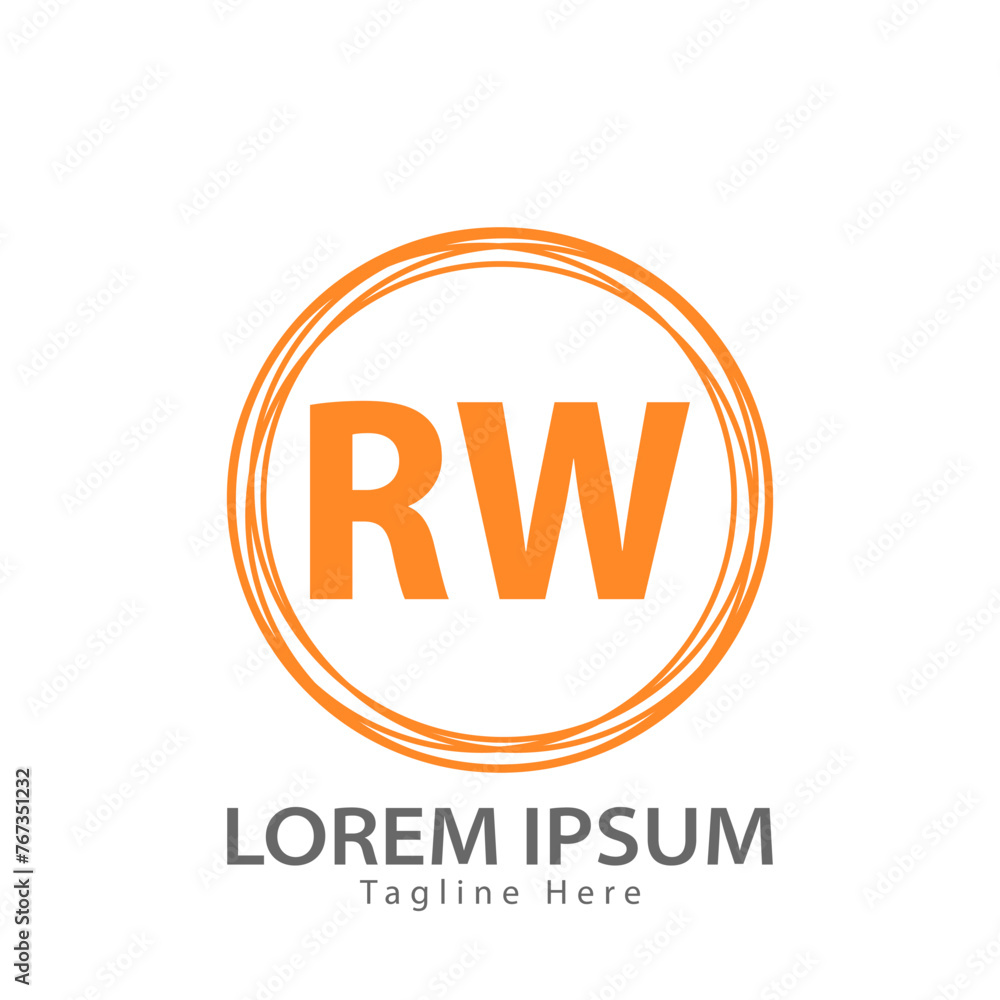 letter RW logo. RW. RW logo design vector illustration for creative company, business, industry ...