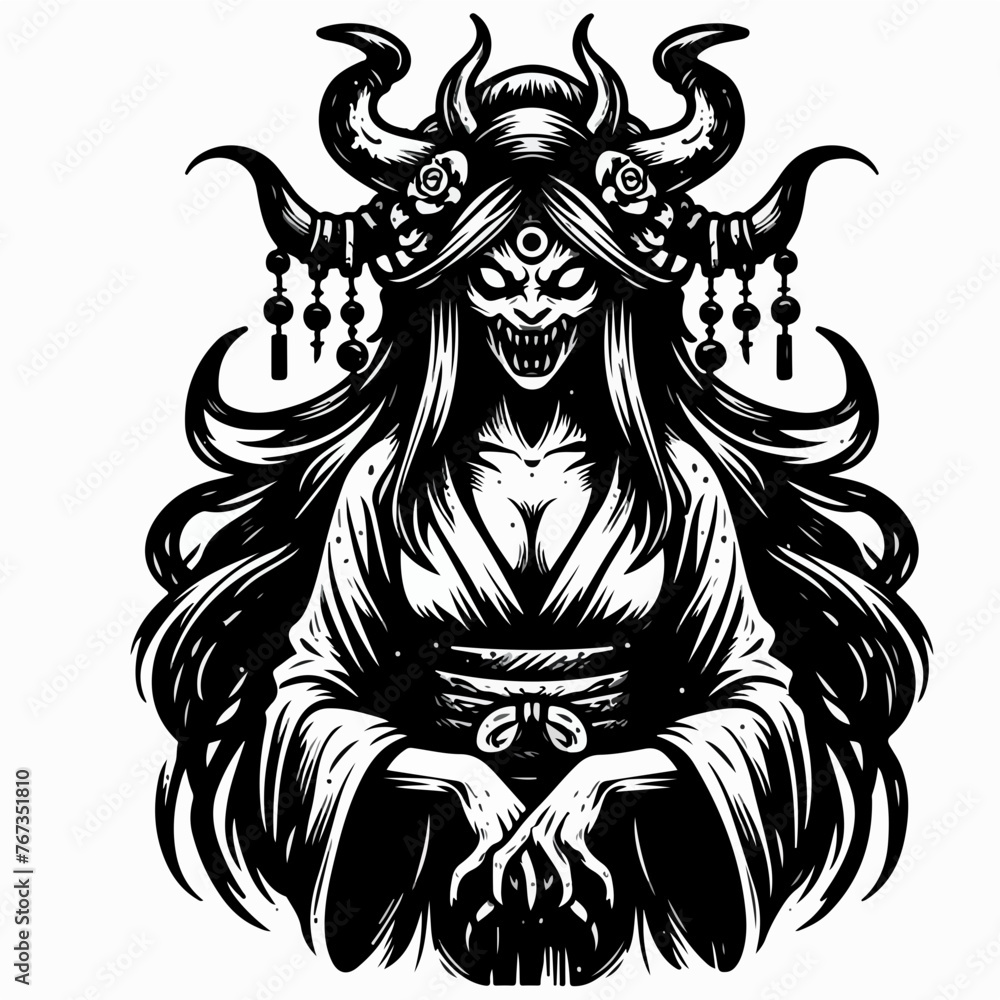 Kuchisake onna japanese ghost art vector Stock Vector | Adobe Stock