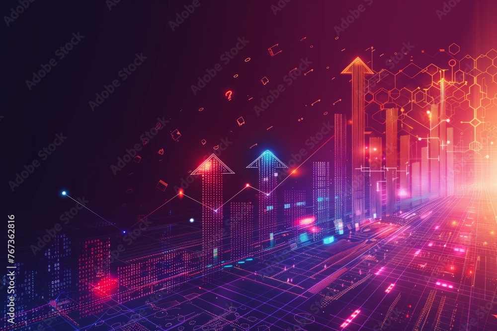 Growing graph set. Business chart with arrow. Growths chart collection ...