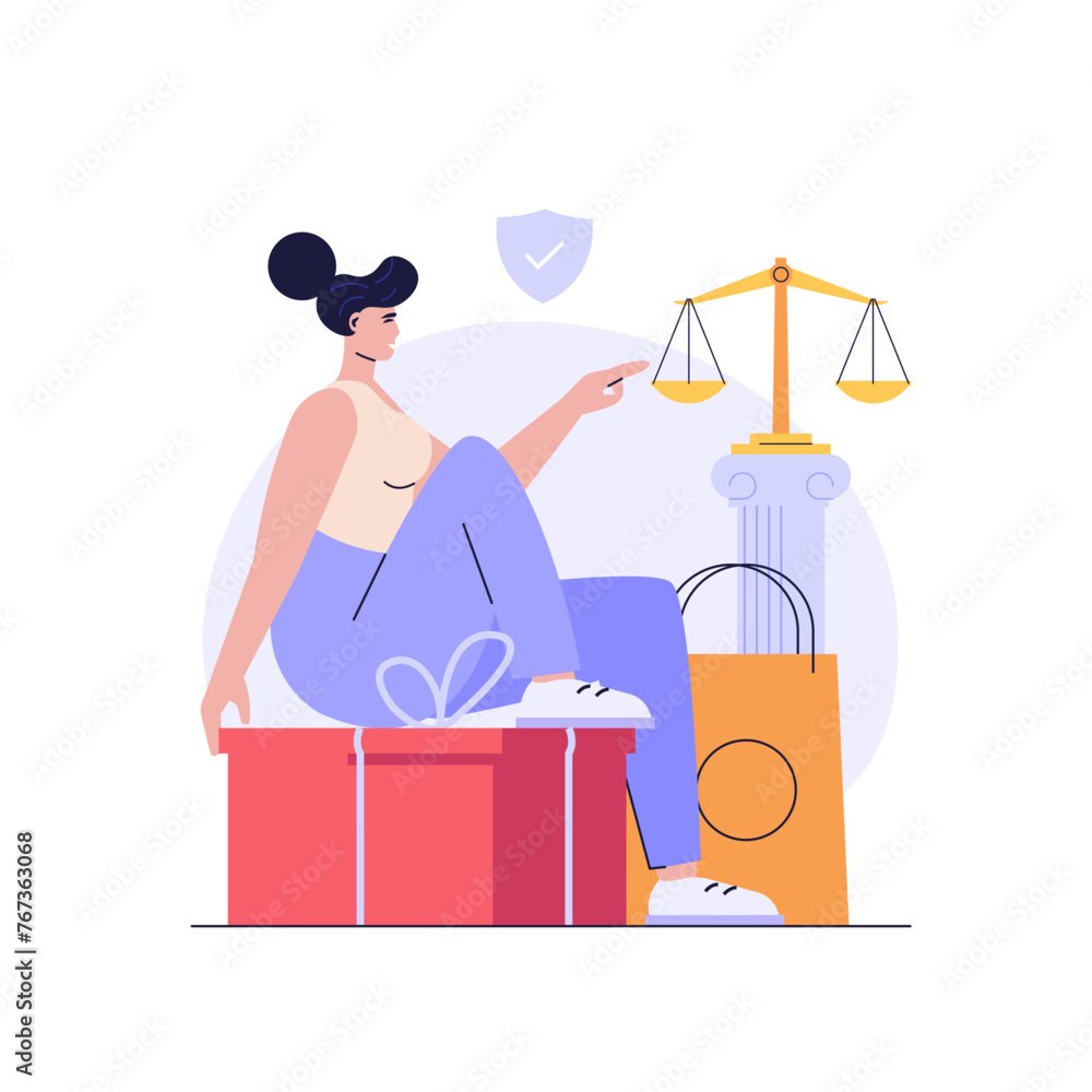 Vetor de Consumer buying with legal protection. Consumer law protects ...