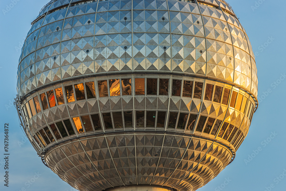 Detail of the sphere from the television tower in Berlin. Part of the ...
