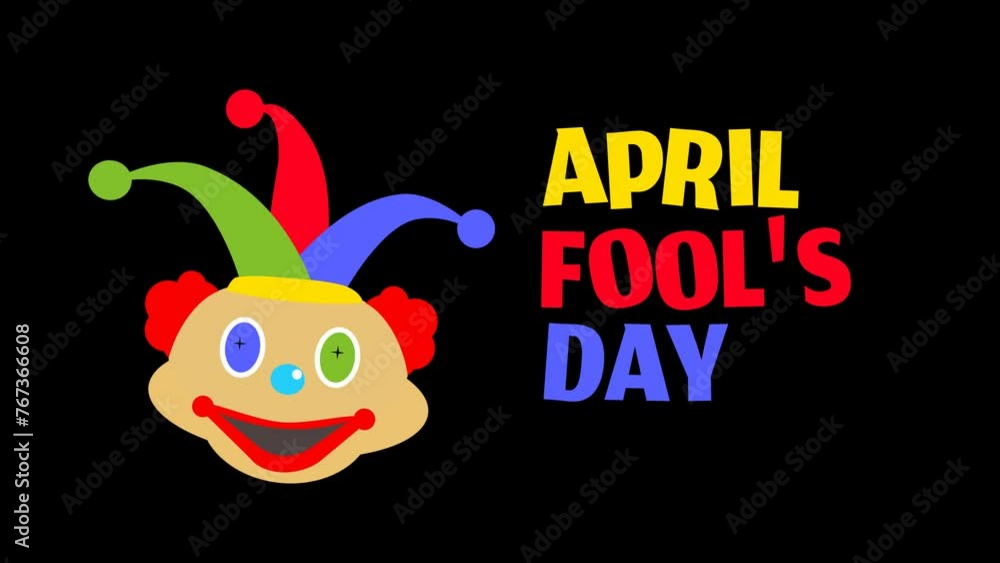 April fools day animation text with crazy clown in alpha channel, 4k ...