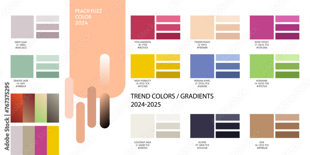 Fashion colors and gradients trend Winter Spring 2024 2025. Color ...