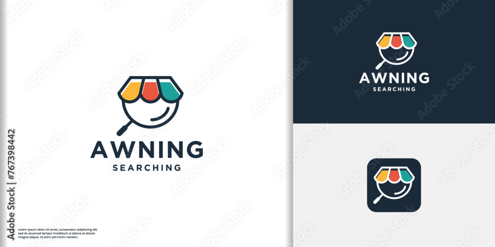 creative awning logo combine with search concept design inspiration ...