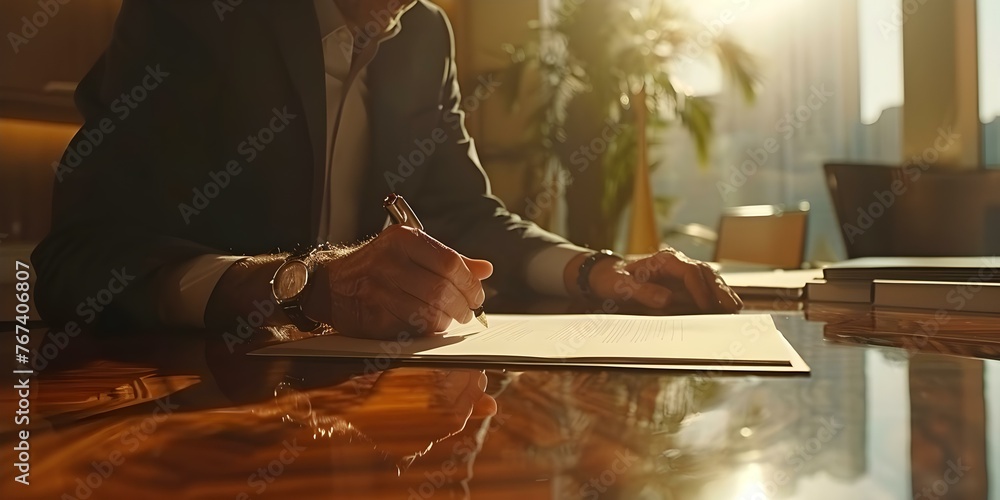 Finalizing a Deal with a Contractual Agreement: A Man Signing a ...