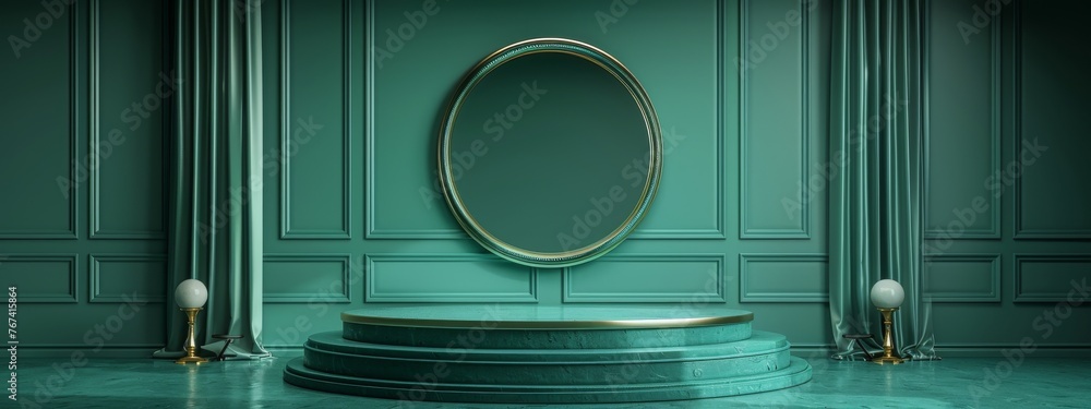 Background green podium product platform 3D display stage stand luxury ...