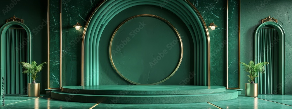 Background green podium product platform 3D display stage stand luxury ...