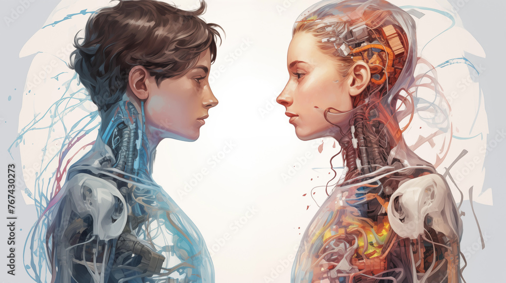 "Explore a unique illustration featuring the juxtaposition of a ...