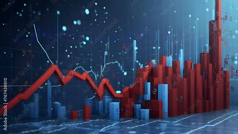 business financial graphic chart. seamless 4k loop animation background ...