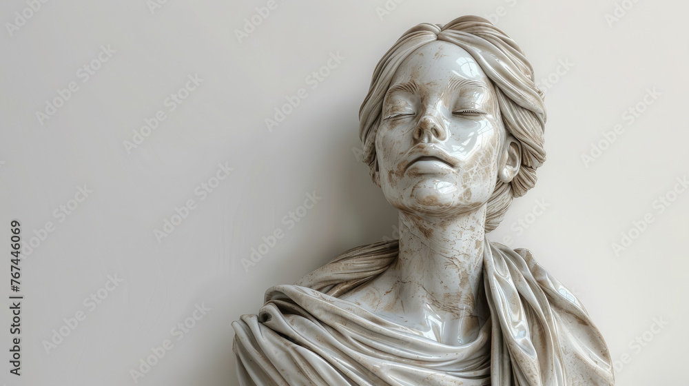 stone sculpture of a woman, art, face, bust, background, beauty ...