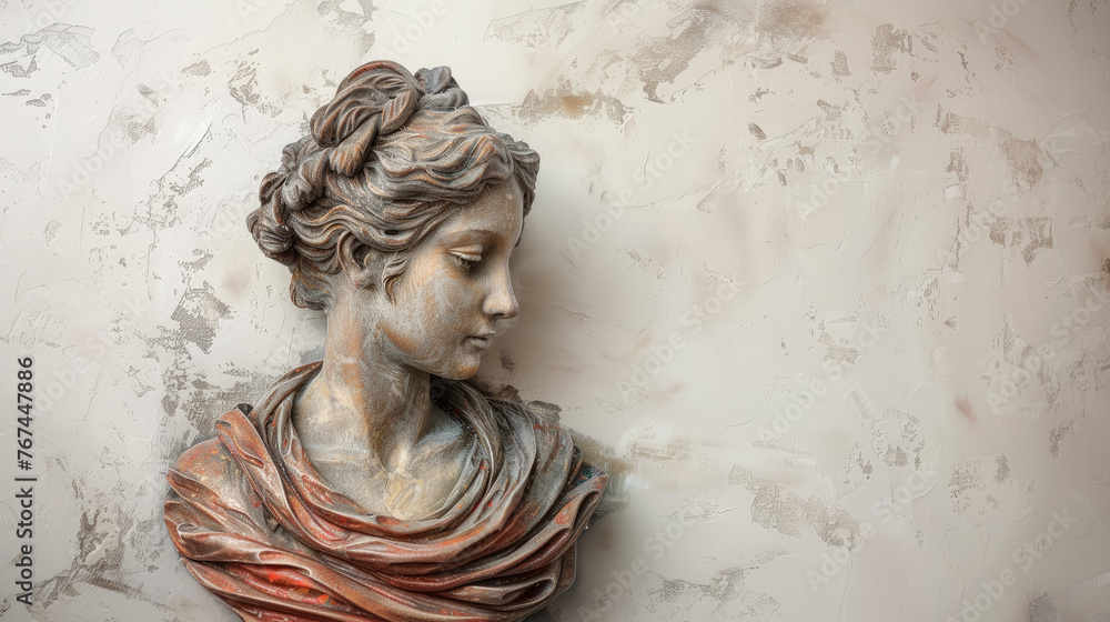 stone sculpture of a woman, art, face, bust, background, beauty ...