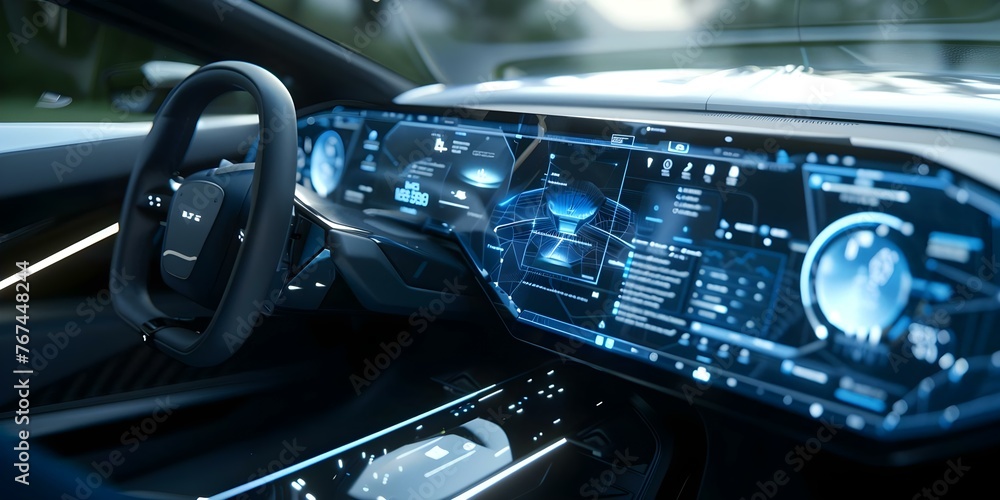 Cut down Closeup of an EV electric car system with a power control ...