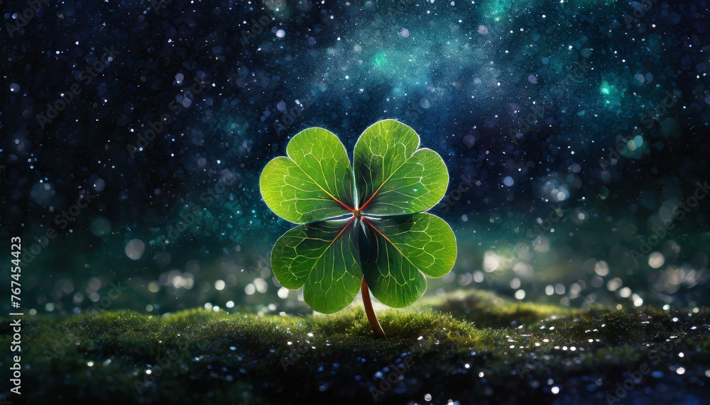 leaf clover.an enchanting scene with a four-leaf clover as the focal ...