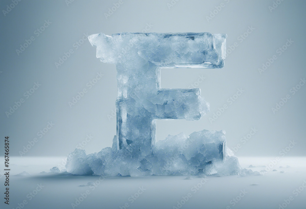 Letter E in the shape of ice ice typography letter font illustration ...