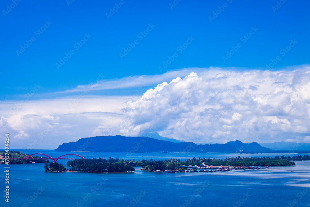 Beautiful View of Youtefa Bay with Red Bridge in Jayapura, Papua ...