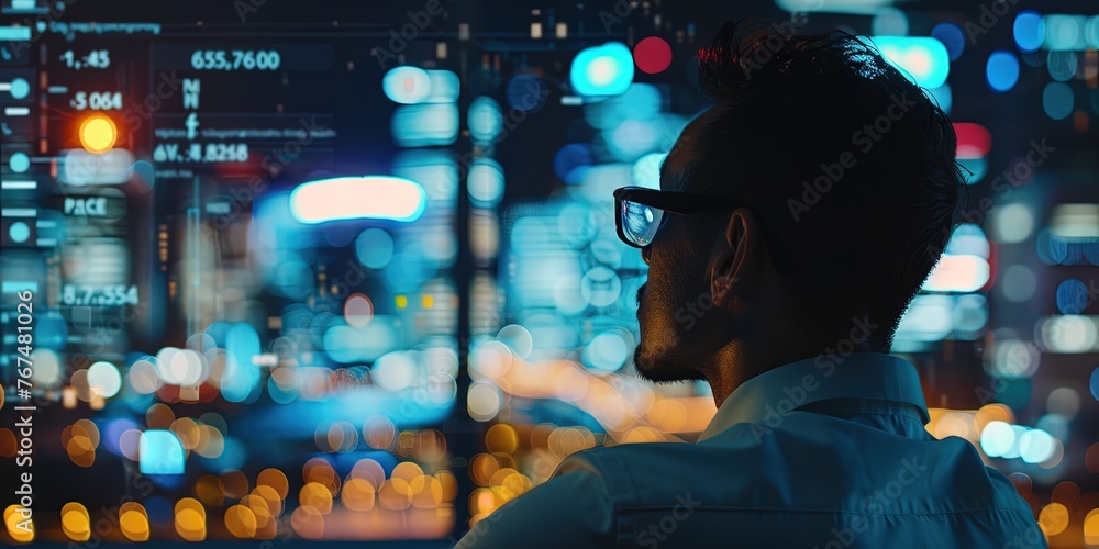 Office worker checking statistics and charts to track key performance ...