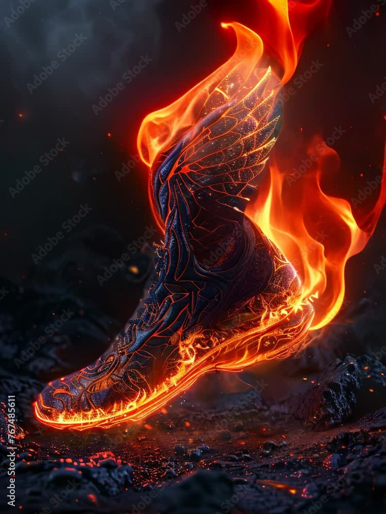 Mythical shoe featuring wings and an ethereal aura its surface ...