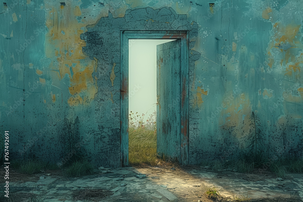 A door left ajar, swinging in the breeze, indicating an unexpected exit ...