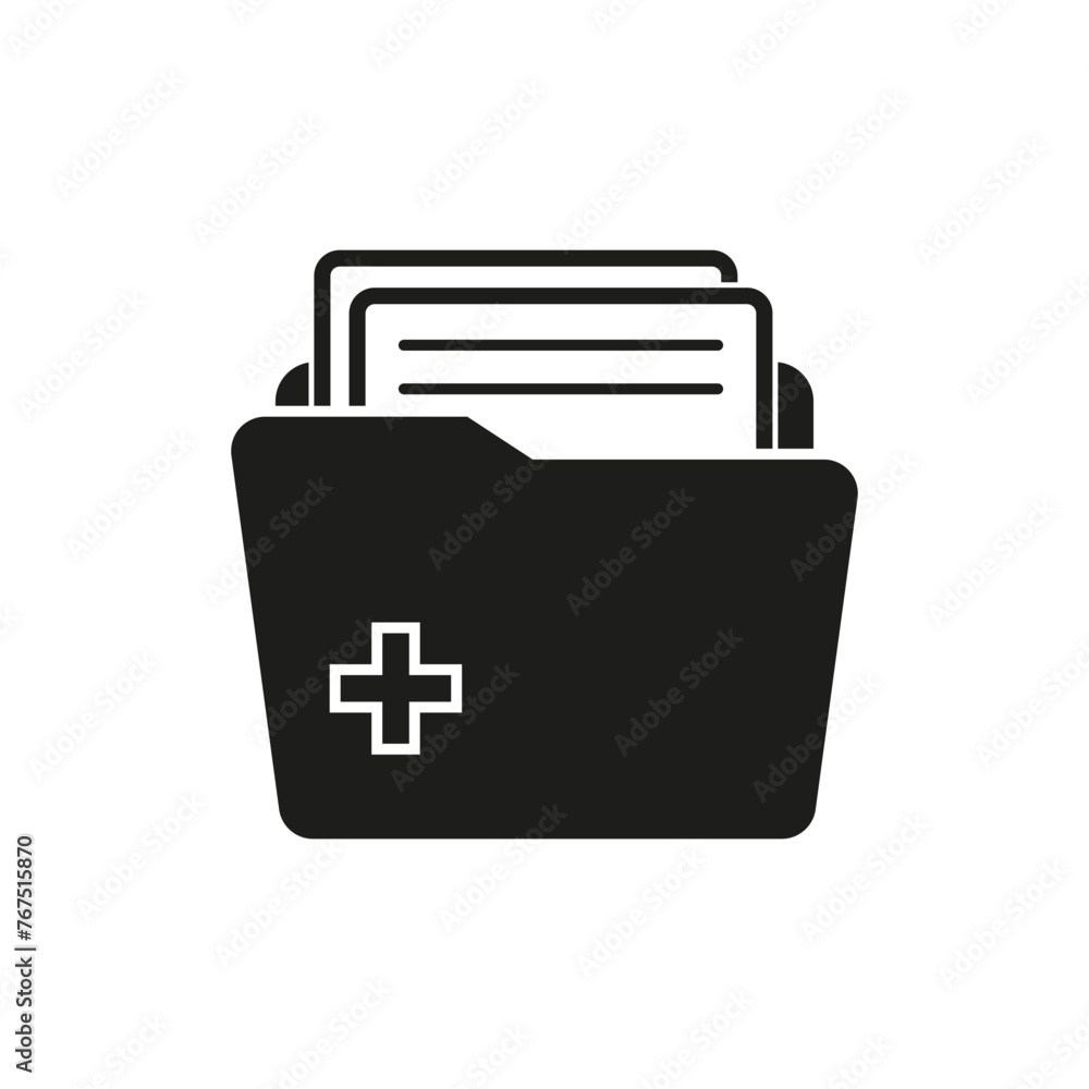 Medical folder icon. Healthcare documentation symbol. Patient records ...