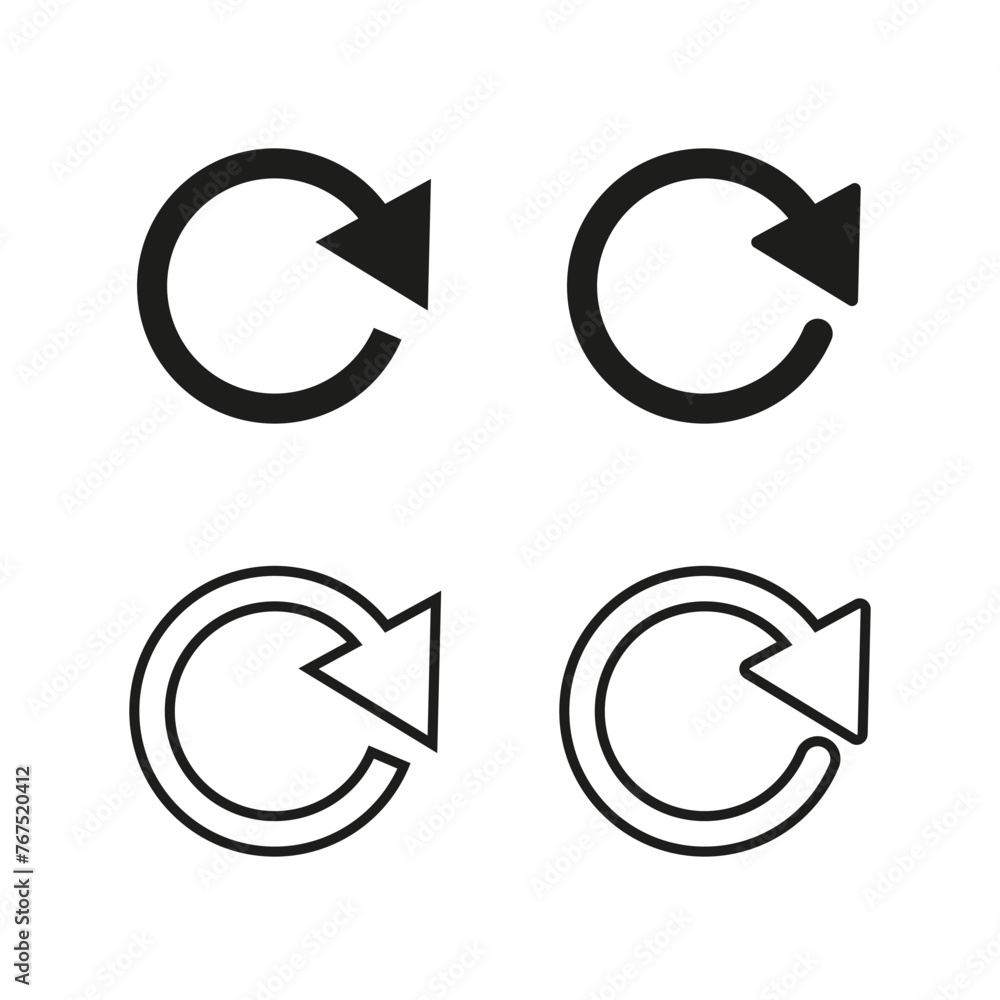 Reload and refresh icons set. Circular arrow symbols. Update process ...