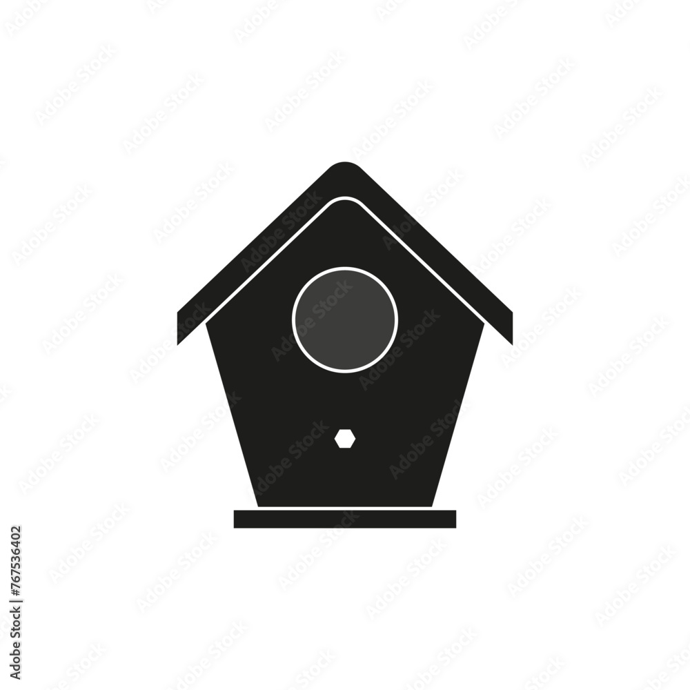 Classic birdhouse silhouette. Circular entrance design. Nature habitat ...