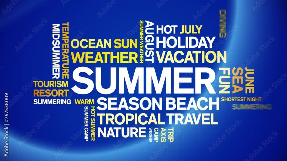 Summer animated word cloud;text design animation tag kinetic typography ...