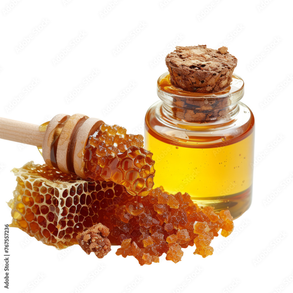 Propolis tincture with honeycomb isolated on transparent background ...