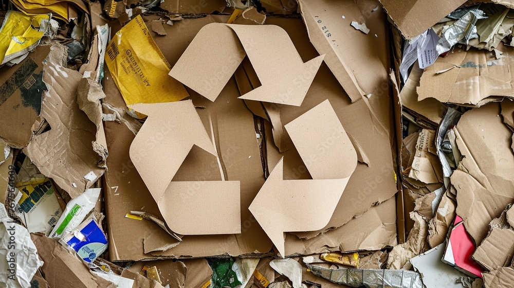 Recyclable materials, Assorted paper waste and cardboard materials ...
