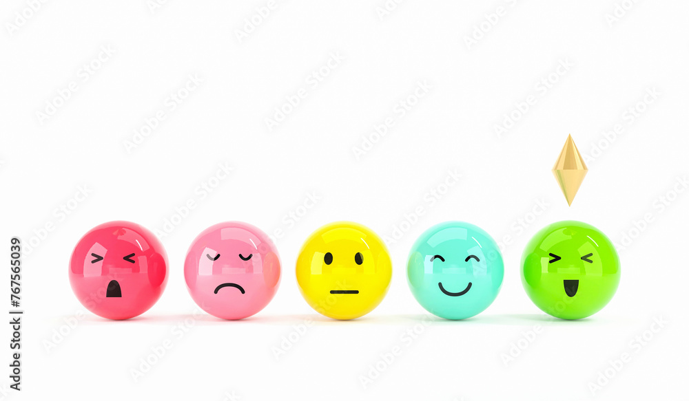Set of emoji emoticons with sad and happy mood, evaluation, Increase ...