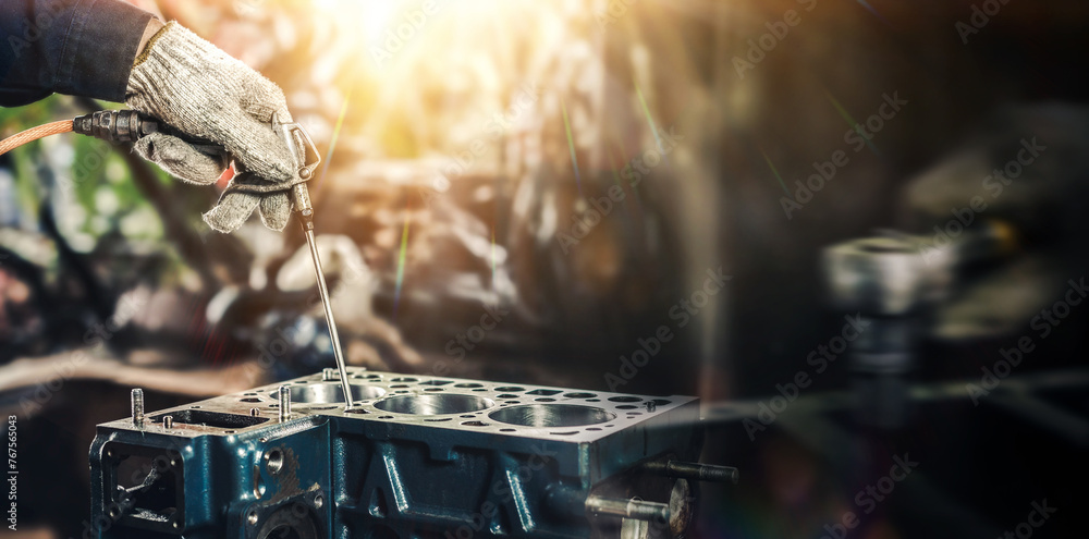 Car spare parts. The cylinder head of an internal combustion engine ...