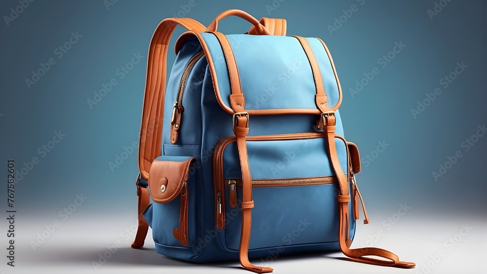 "A school bag is depicted in a photorealistic style, showcasing its ...
