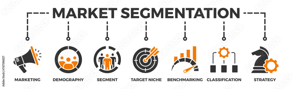 Market segmentation banner web icon illustration concept with icon of ...