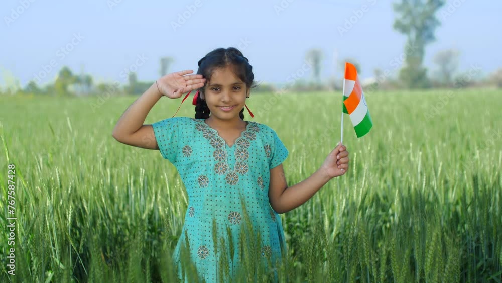 Young Indian girl proudly saluting the nation - proud Indian nation ...