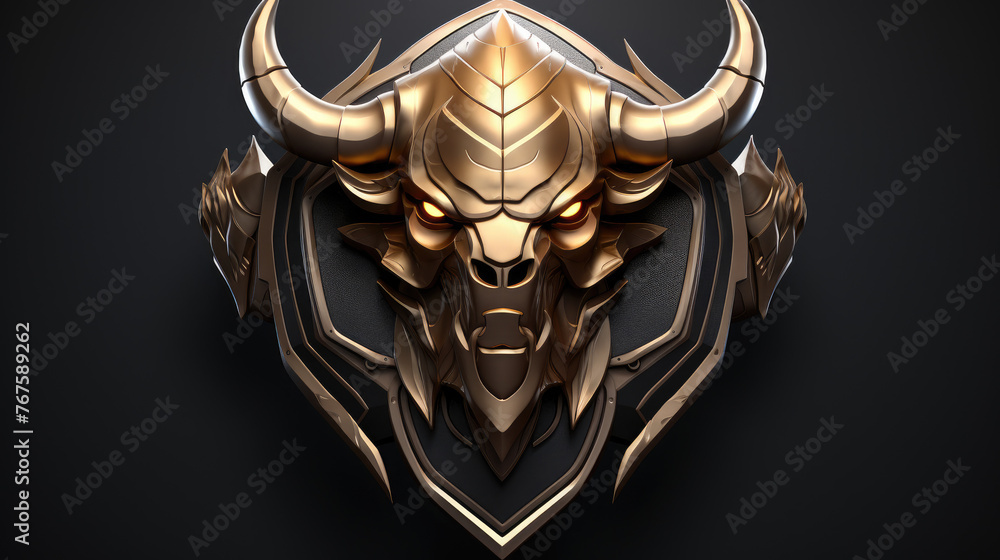 3d metallic golden buffalo, bull head on black beautiful texture ...