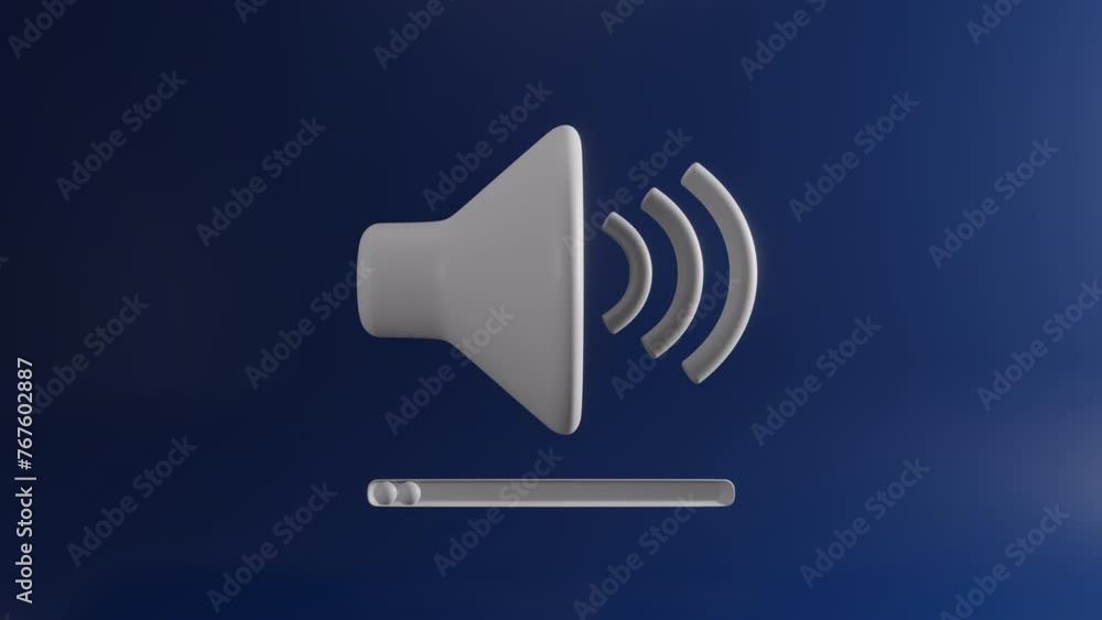 3D animated sound icon, speaker mute icon. Volume control and no sound ...