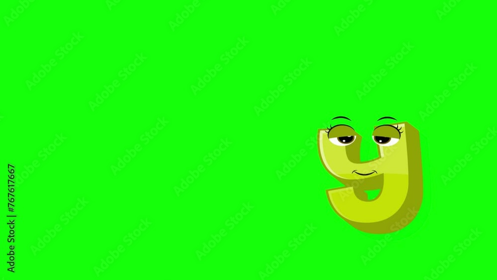 Cartoon style letter y 2d animation with green screen background, y ...