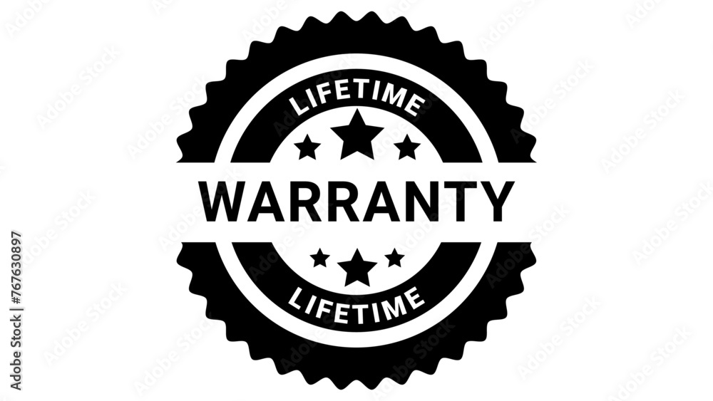 lifetime warranty black label icon symbol isolated on white vector ...