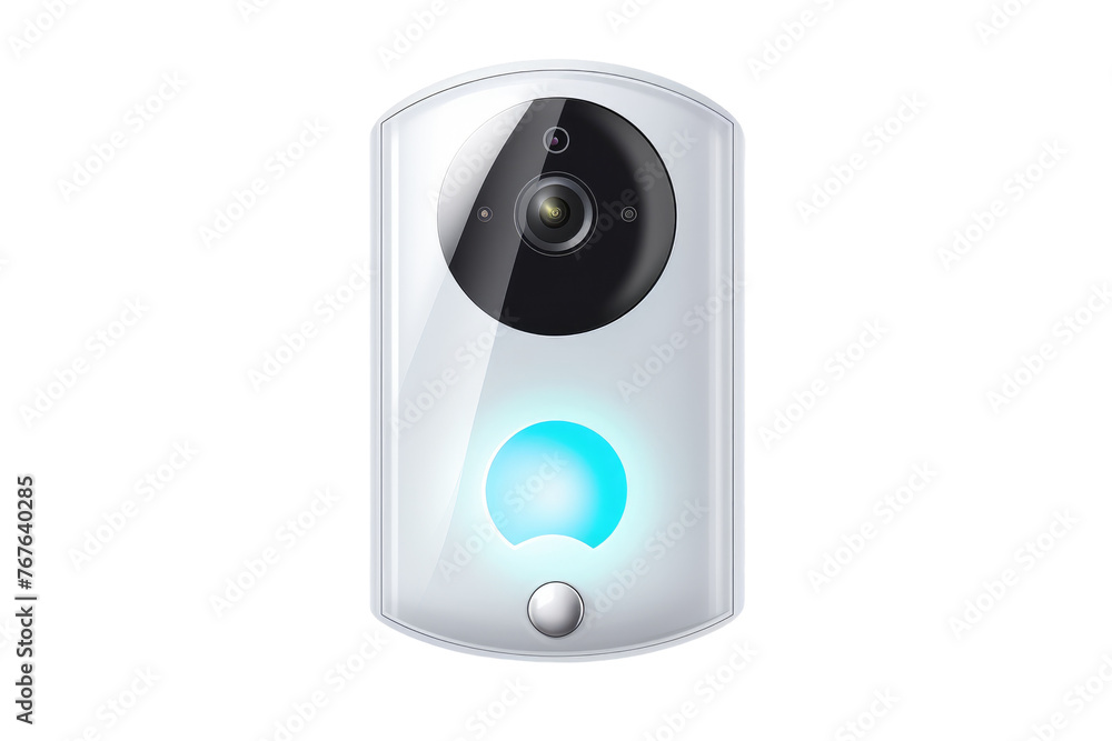 Captivating Glimmer: A Camera With a Mystical Blue Light. On White or ...