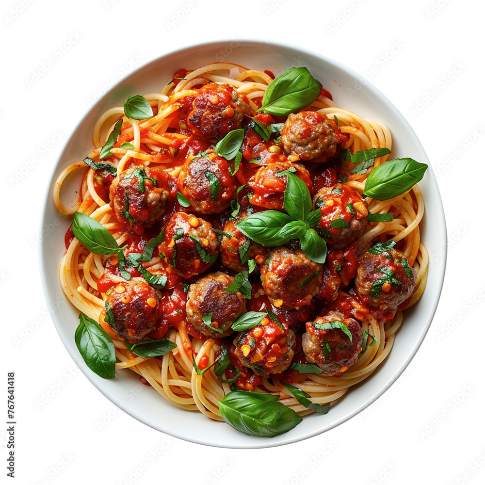 Spaghetti with meatballs isolated on transparent background, png photo ...
