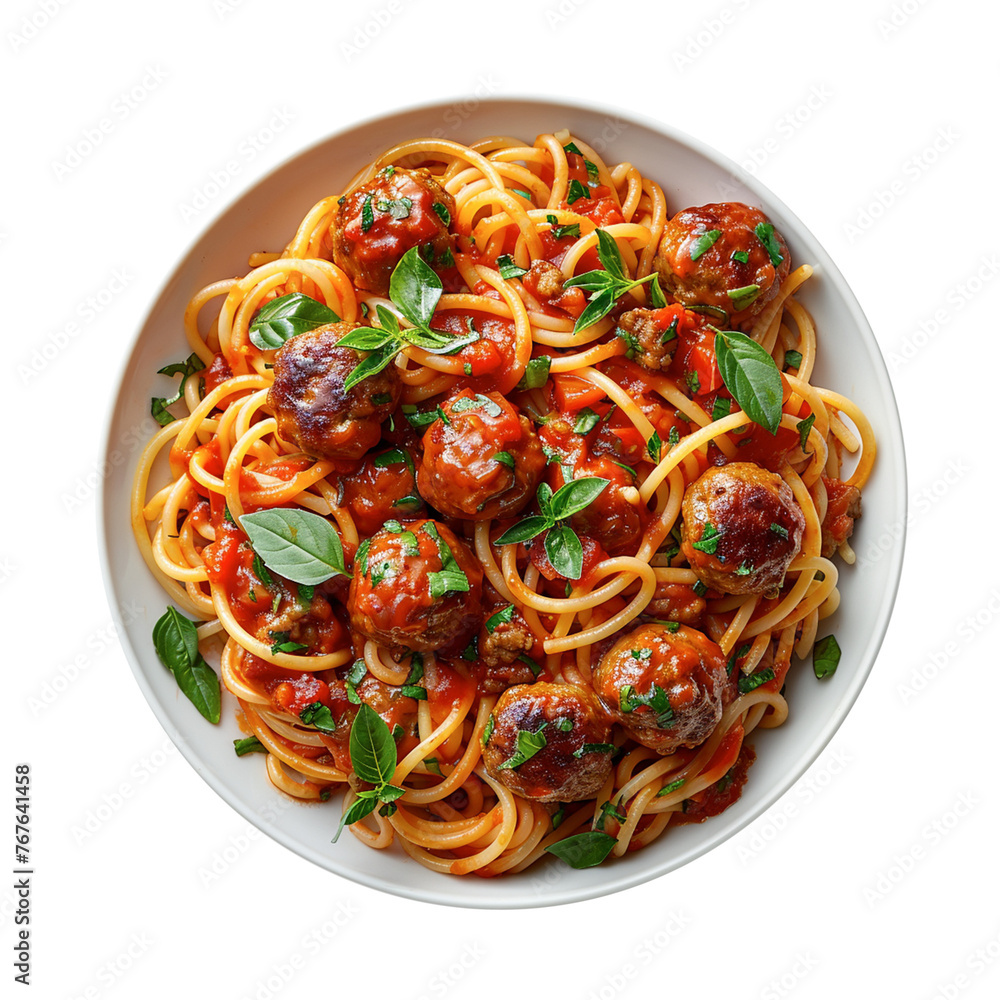 Spaghetti with meatballs isolated on transparent background, png photo ...