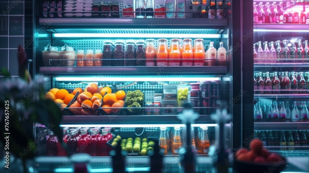 Refrigerators different types of supermarket fledges photo, mock-up ...