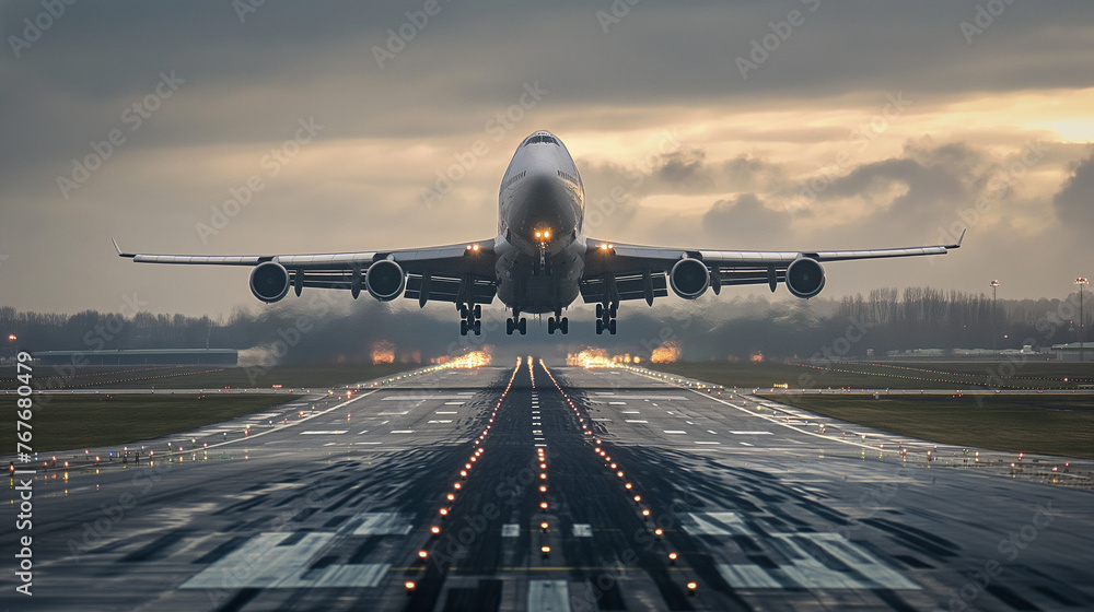 From a front view, witness the majestic sight of a modern large civil ...