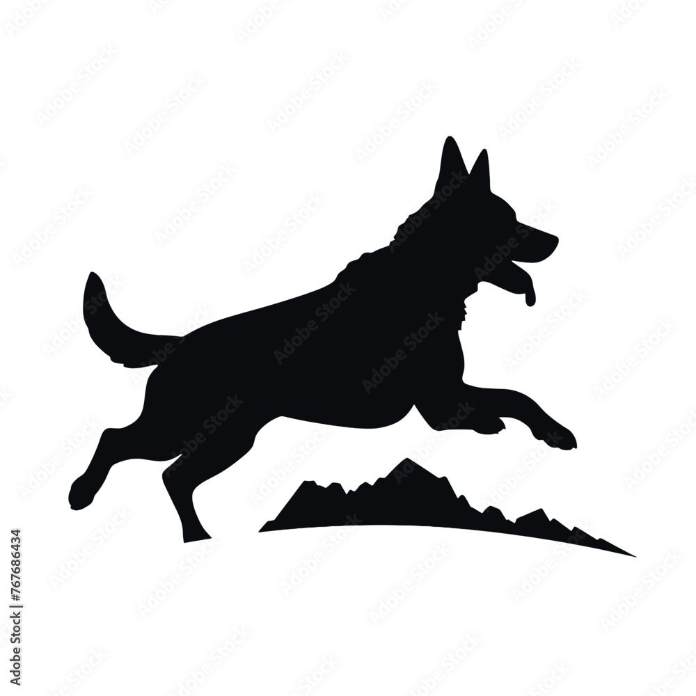 Defense German shepherd dog silhouette isolated on a white background ...