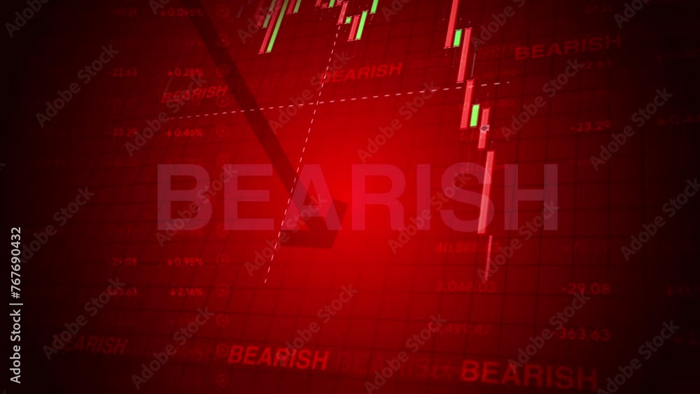 Animated Trading Chart Depicting a Downward Trend with Blinking Text ...
