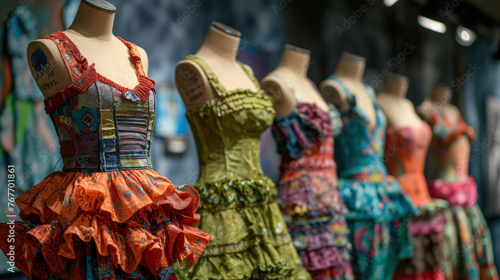 Recycling Fashion: A display of trendy clothing made from upcycled ...