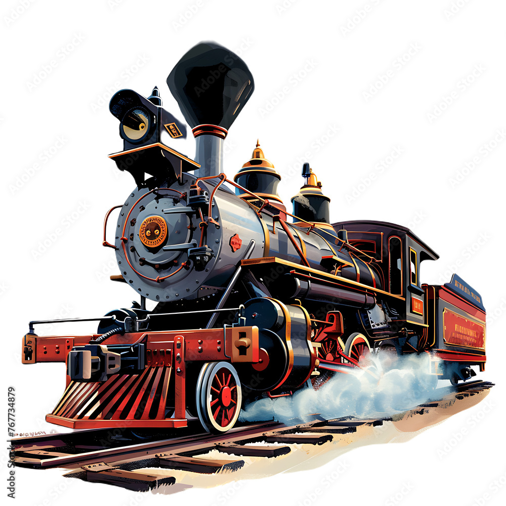 Cute cartoon steam locomotive clip art on transparent background PNG ...