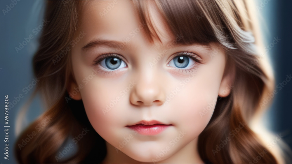 Portrait cute caucasian child looking at camera. Serious little kid ...