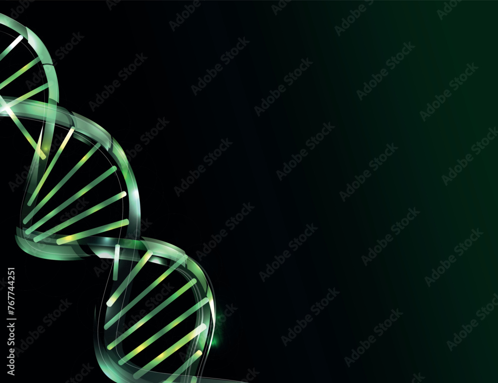 DNA. Abstract 3d polygonal wireframe DNA molecule helix spiral on black ...