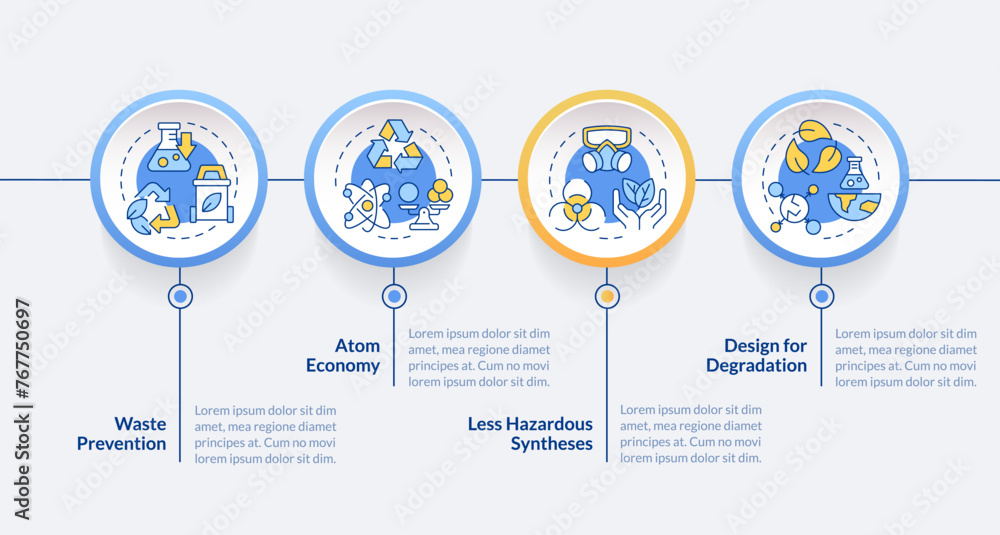 Laboratory waste prevention circle infographic template. Data ...